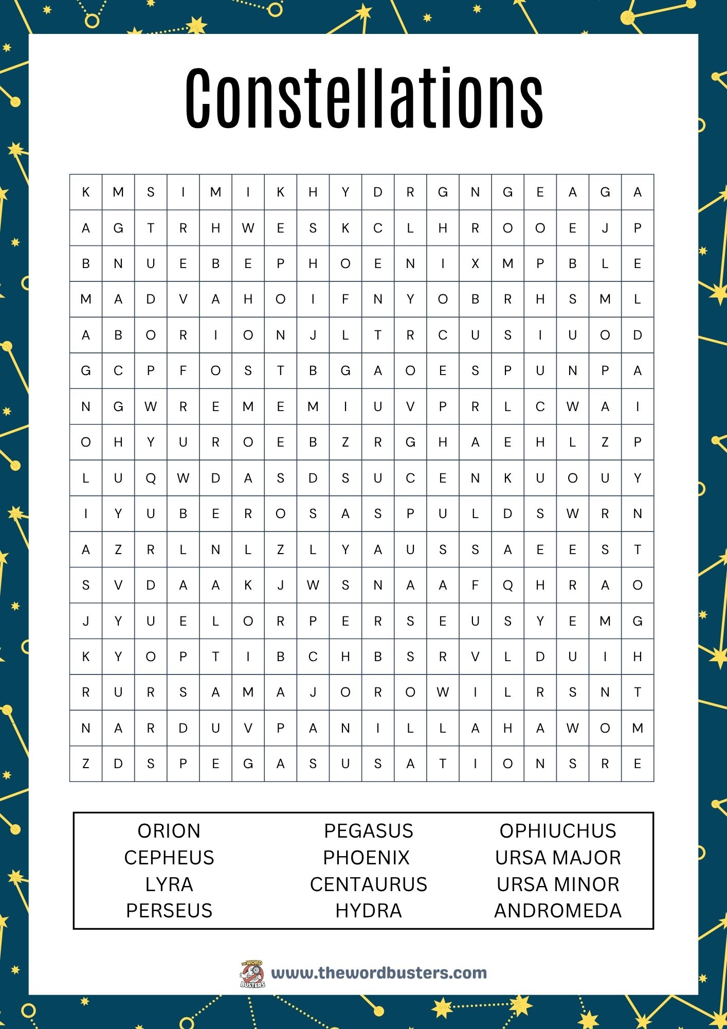 🌌 Constellations Word Search | Printable | Free